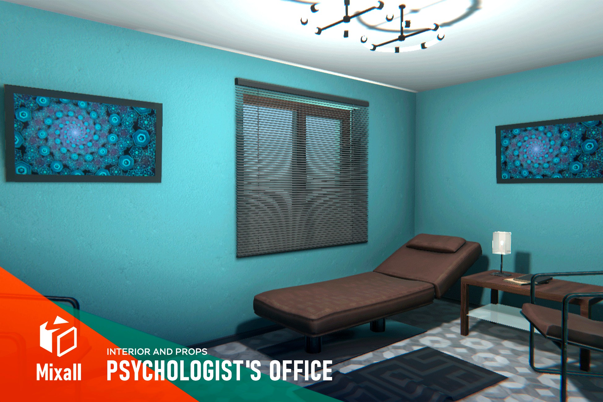 Psychologist's office - interior and props 3d model