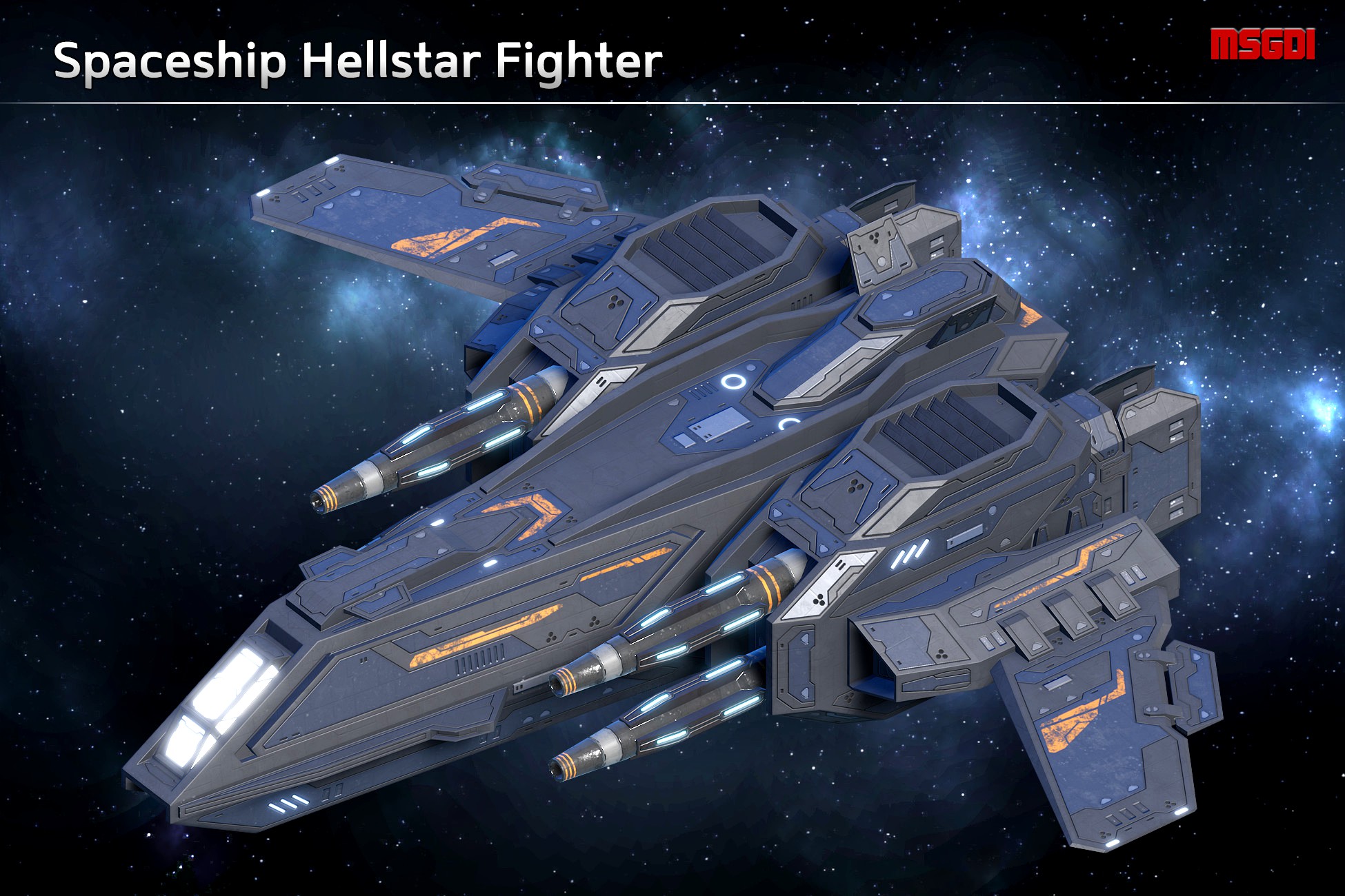 Spaceship Hellstar Fighter 3d model