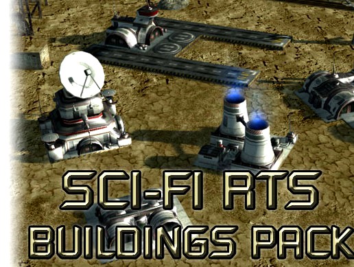 Sci-Fi RTS Buildings Pack 3d model