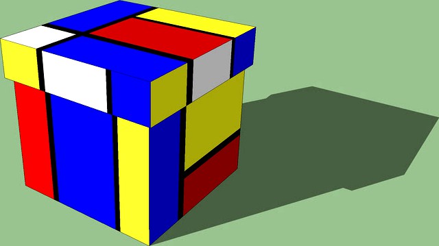 mondrian box, caixa mondrian, enfeite, decorative object 3d model