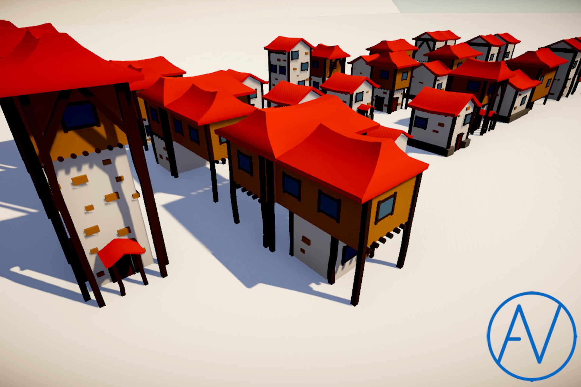 Low Poly Houses Pack 3d model