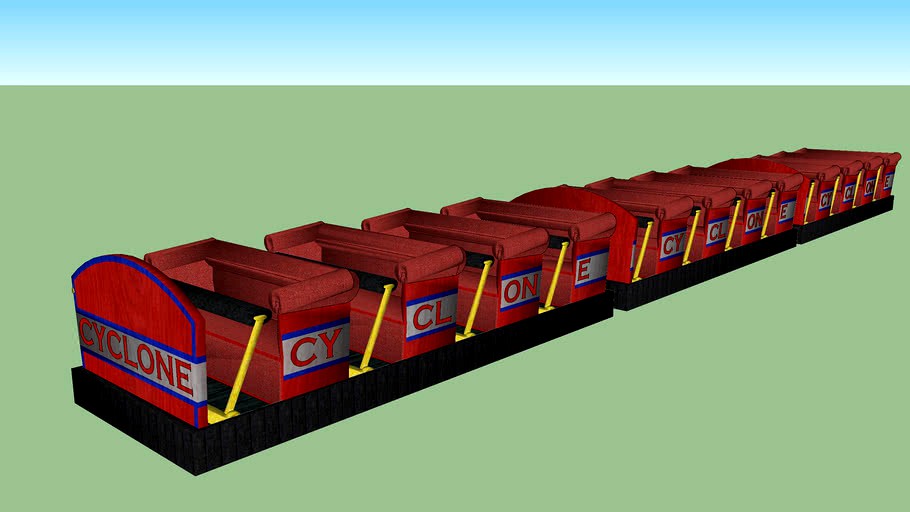 Coney Island Cyclone Roller Coaster Train 3d model