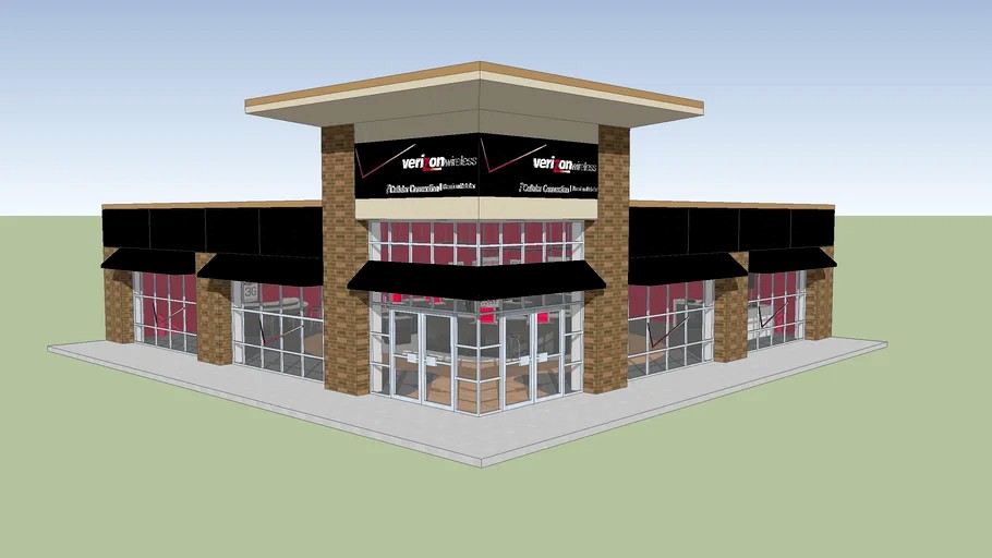 Verizon Wireless Building - Black Awning 3d model