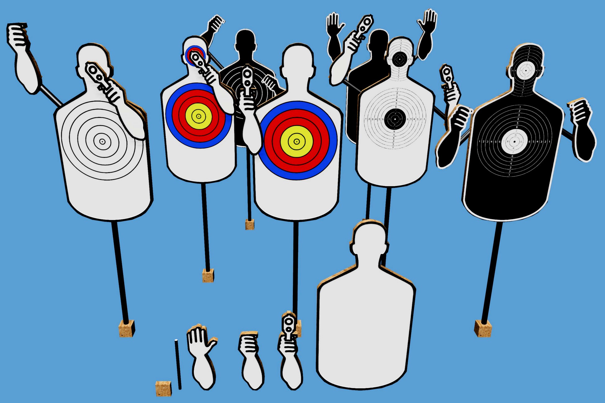 Shooting Range Low Poly Modular Targets 3d model