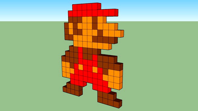Cube pixel mario 3d model