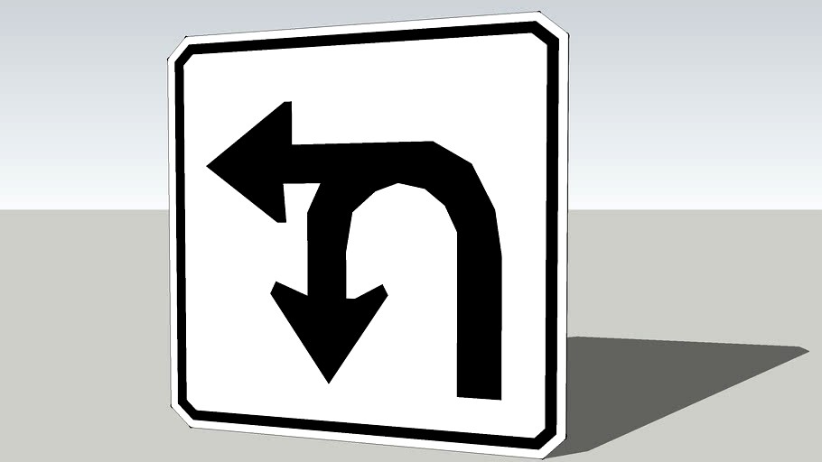 Left and U-turn sign 3d model