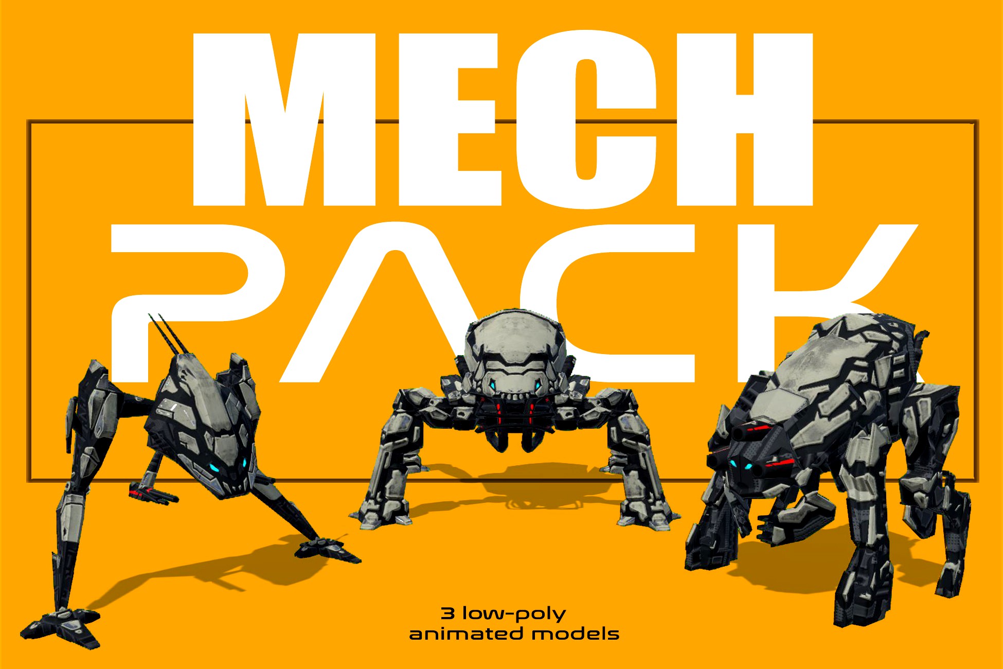 Mech Pack: 3 Animated Low-Poly Characters 3d model