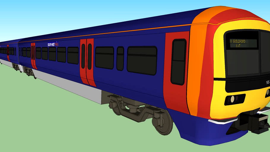Class 165 Networker Turbo South West Trains 3-Car 3d model