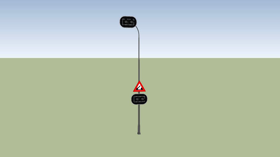 Draw Bridge Warning Sign & Light 3d model