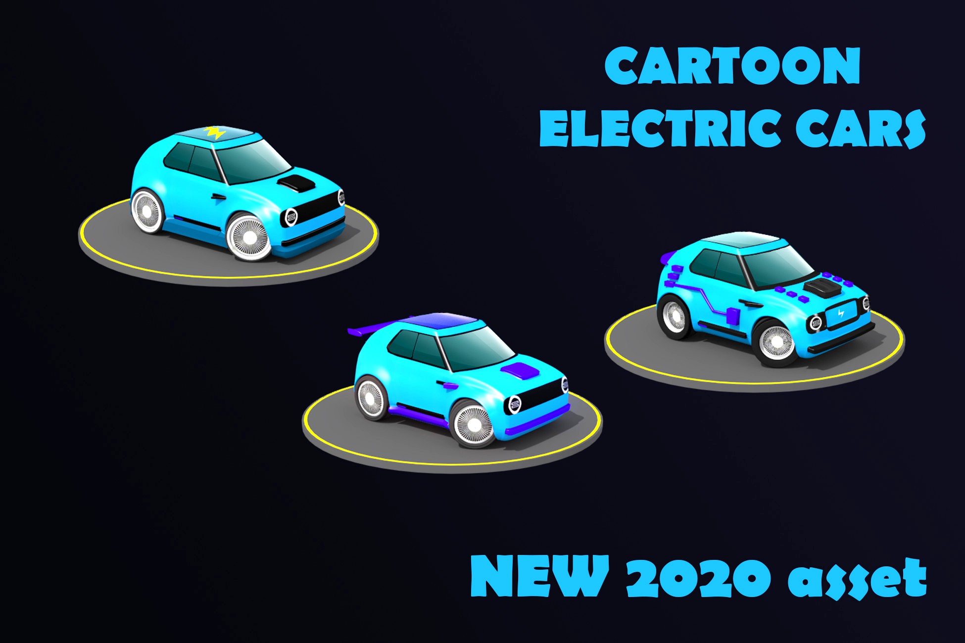 Cartoon Electric Cars 3d model