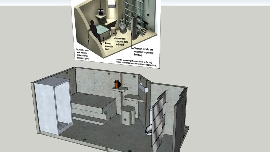 American Supermax Prison Cell 3d model