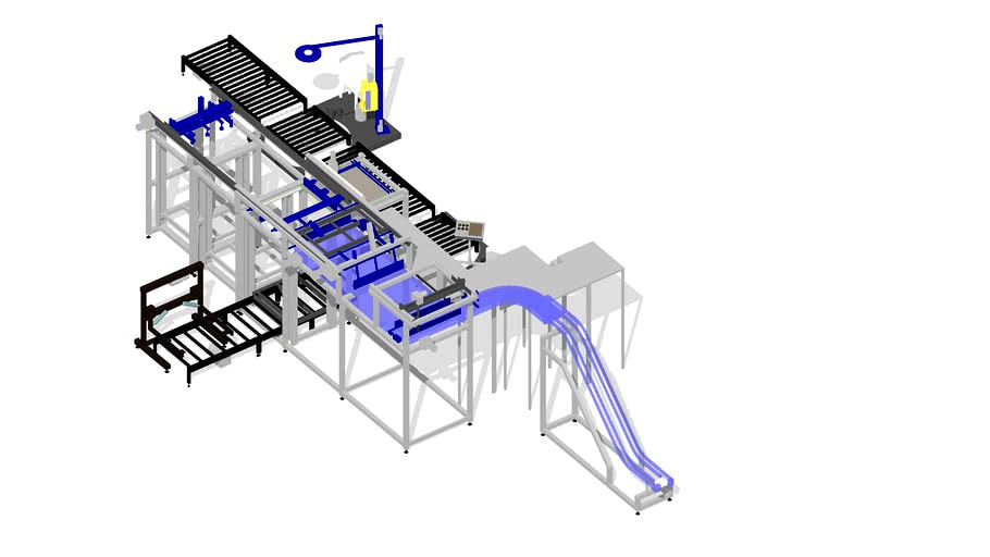 Palletizing line - palletizator with conveyor system & streaching ...