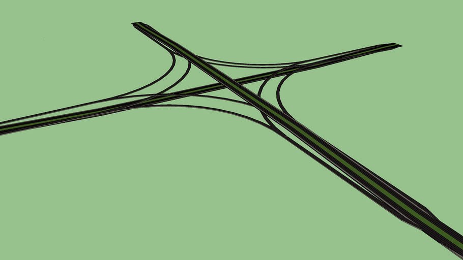 Directional Diamond Interchange Exit Ramp 3d model