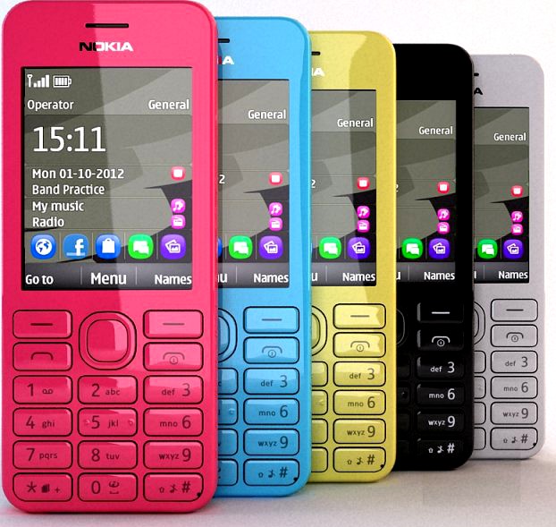 Nokia 206 Different Colors Collection 3D Model
