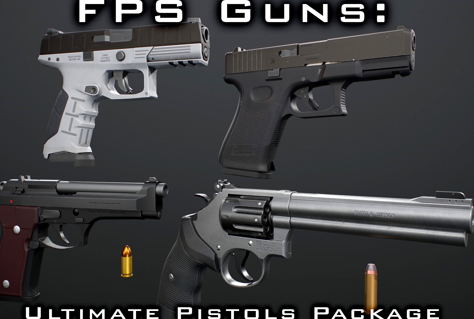 FPS Guns: Ultimate Pistols Package (HDRP) 3d model