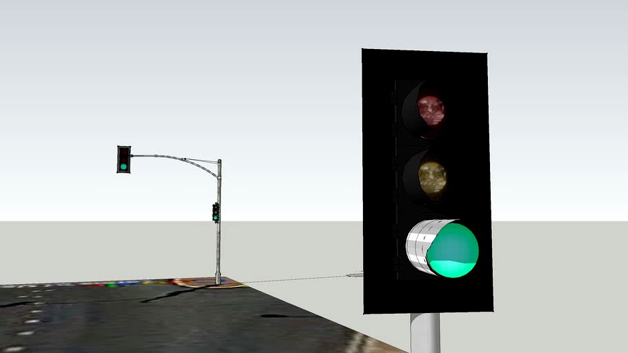 Los Coyotes diagonal traffic signals 3d model