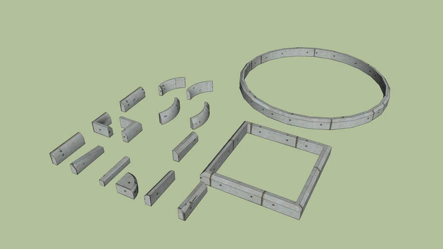 Half Battered Kerbs 3d model