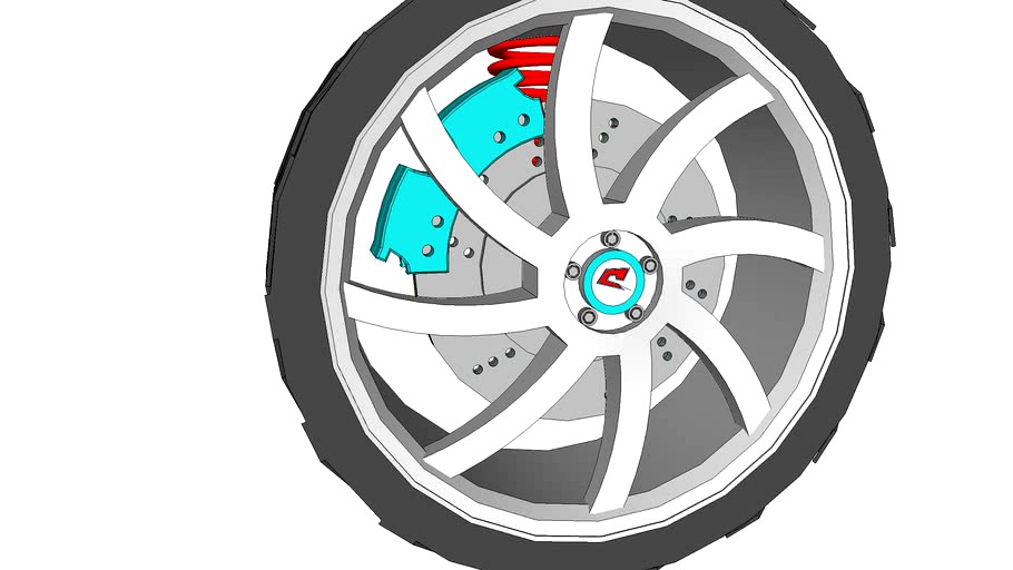 Spiral Spokes Wheel with treads 3d model