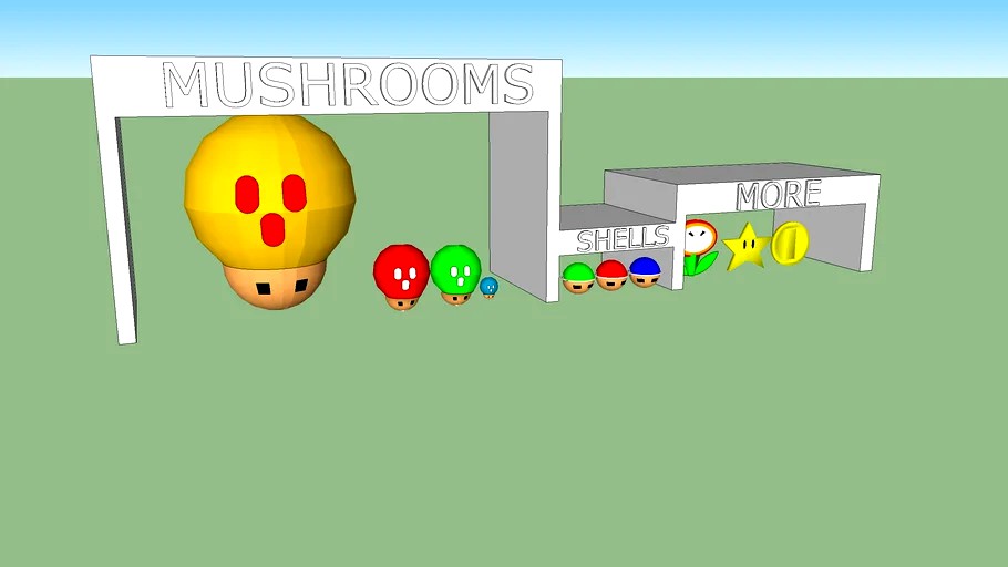 Mario bros' items 3d model