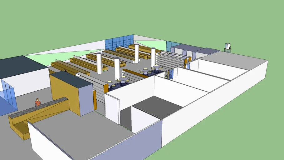 First Floor Plan of Library (With Furniture). 3d model