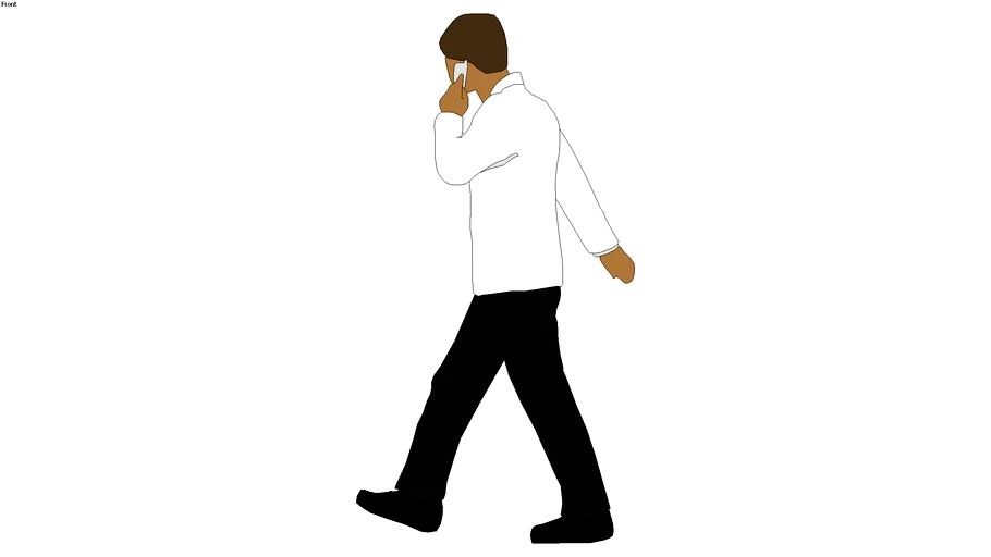 2d man walking side view 3d model