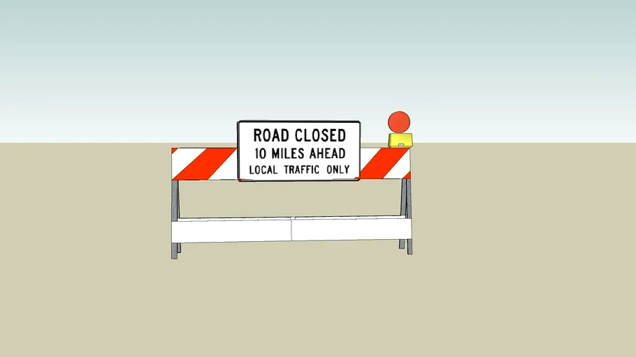 road closed 10 miles ahead sign 3d model