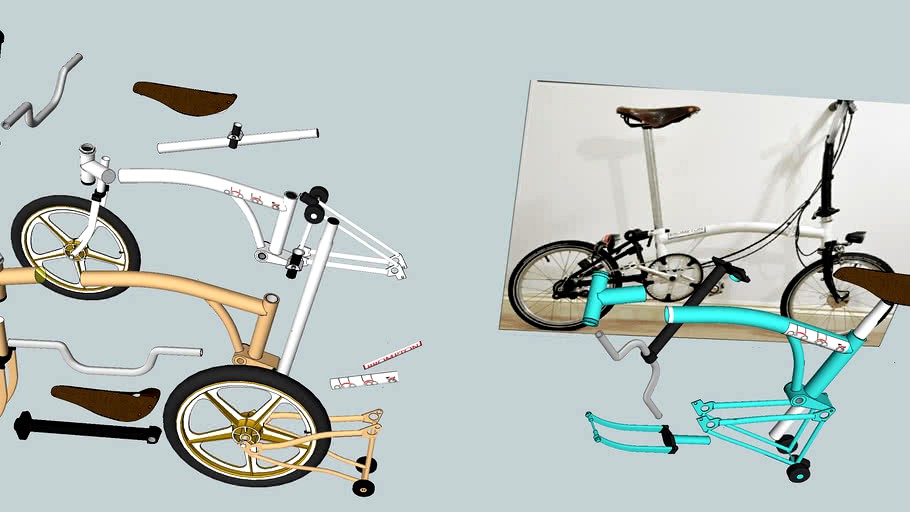 Brompton folding bike frame 3d model