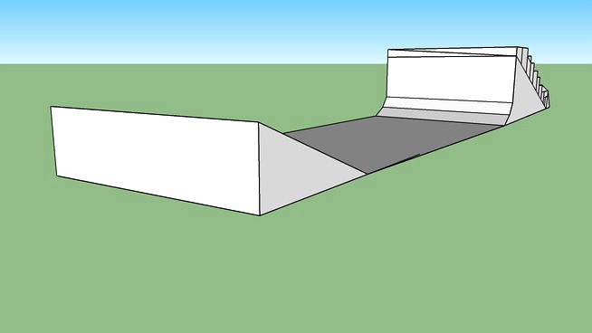 skateboard or bike ramp with quarter pipe 3d model