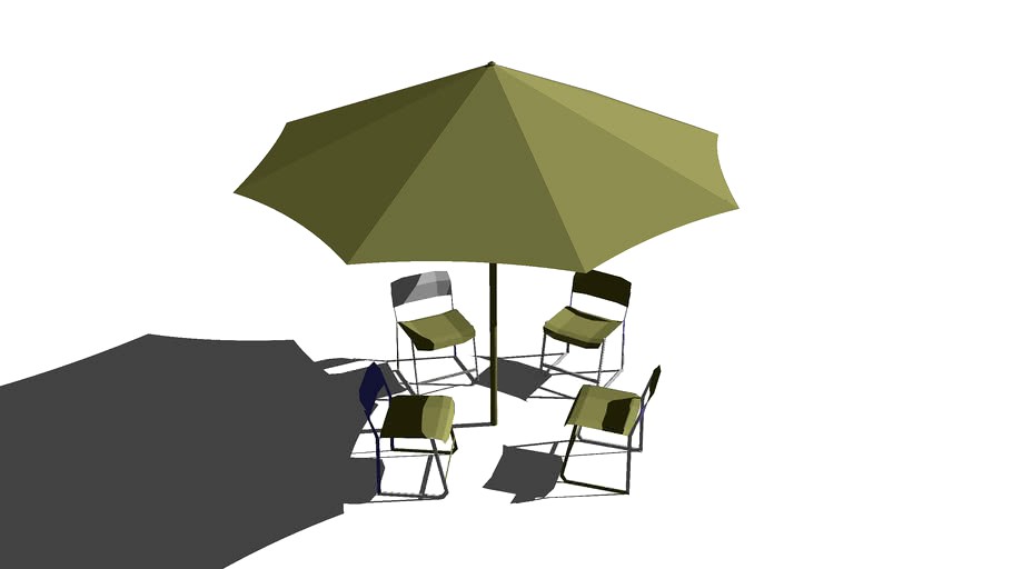 ombrellone e sedie 3d model