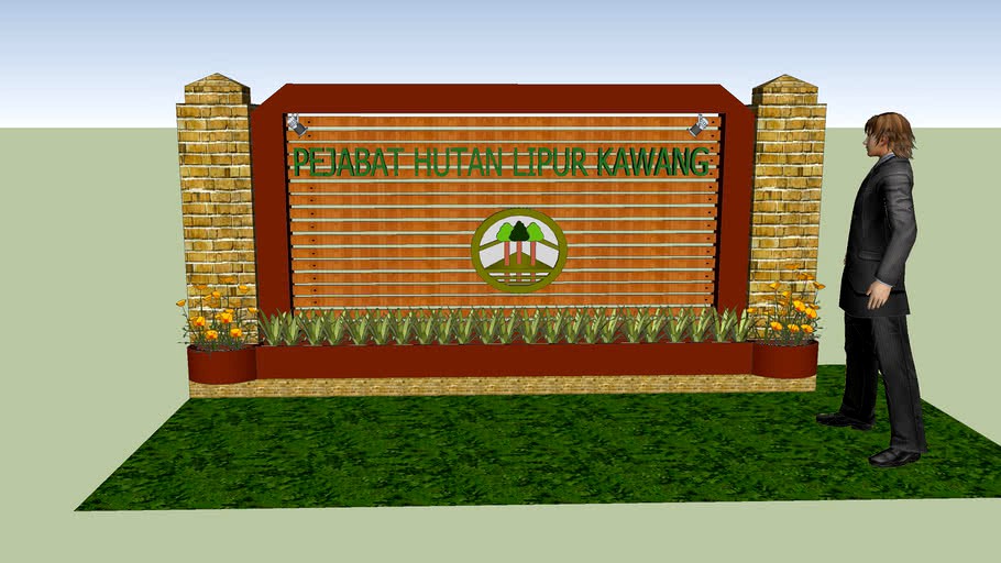 wood modern signage 3d model
