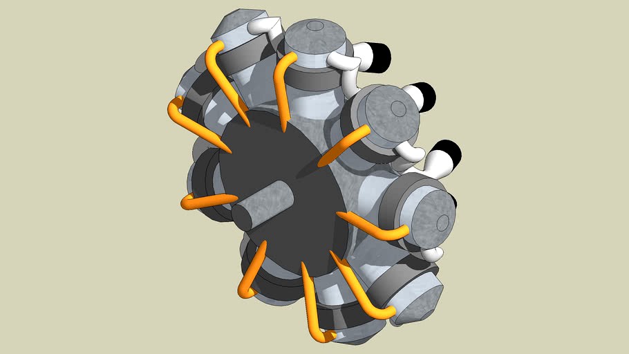 9 Cylinder Radial Engine 3d model