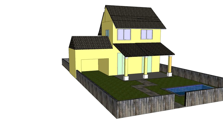 simple but cool house with backyard 3d model
