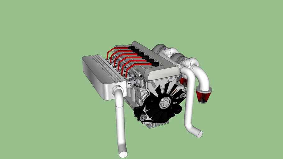 Twin turbo i6 Engine 3d model