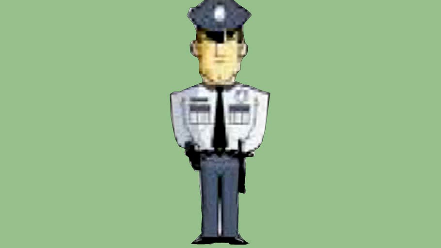 2d police cartoon 3d model