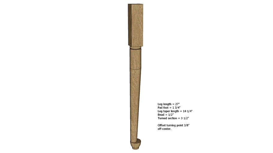 Offset Turned Table Leg 3d model