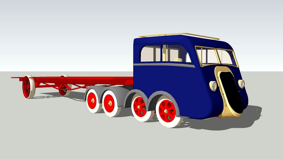 Steam Truck + Trailer 3d model