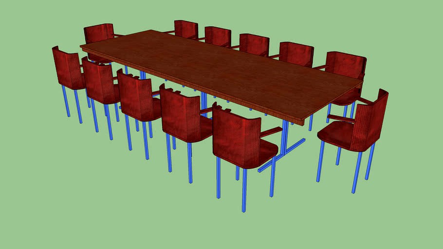 Meeting table 12 Toplanti masasi with chairs sandalyeli 3d model