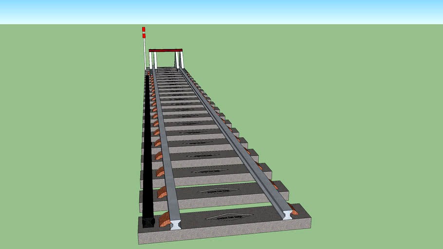 Train track (third rail) with buffer 3d model