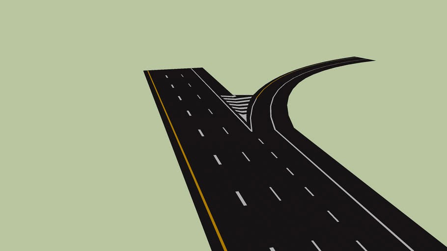 2 + 1 (HOV) Lane Road with Off-Ramp 3d model
