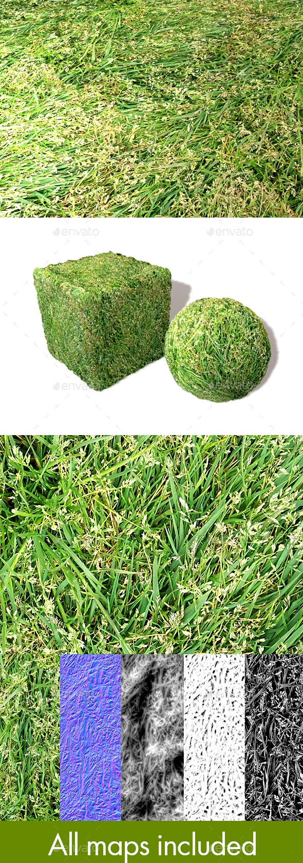 Long Trampled Grass Seamless Texture 3d model