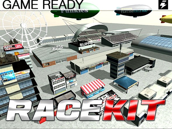 Game Ready Modular Stunt Race Track Kit 3d model
