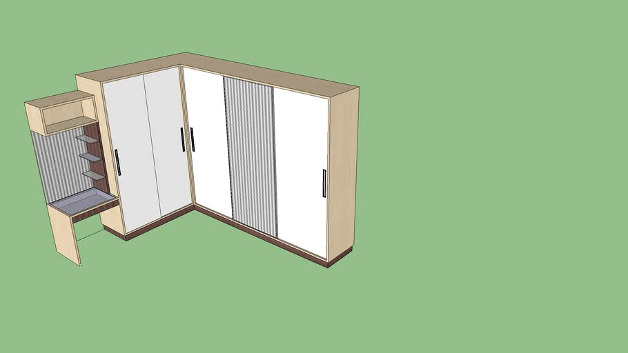 guarda roupa em 'L' com portas de correr 3d model