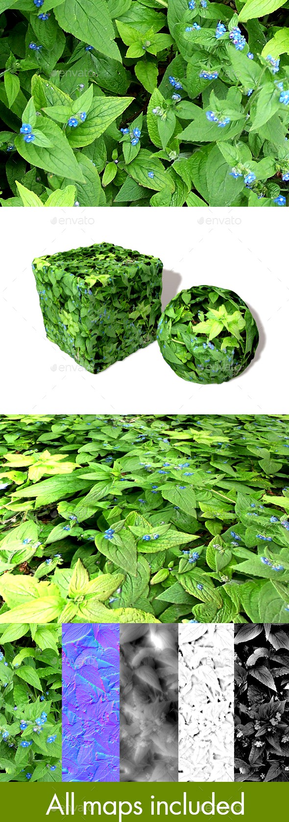 Blue Flowered Weeds Seamless Texture 3d model