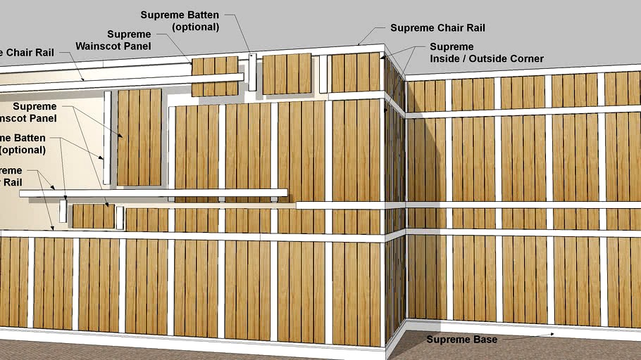 Supreme Wainscot Installation - Full Wall 3d model