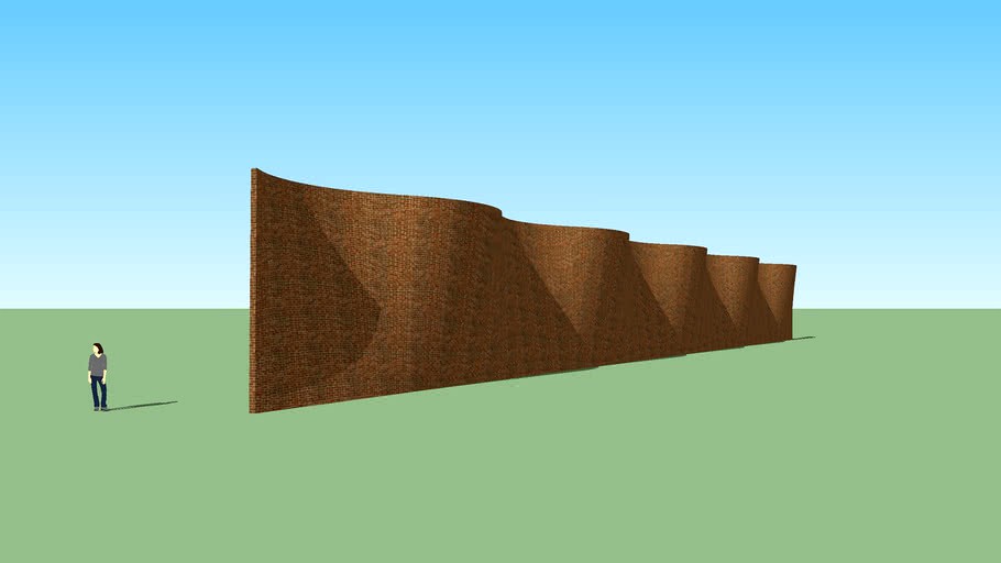 curved brick wall 3d model