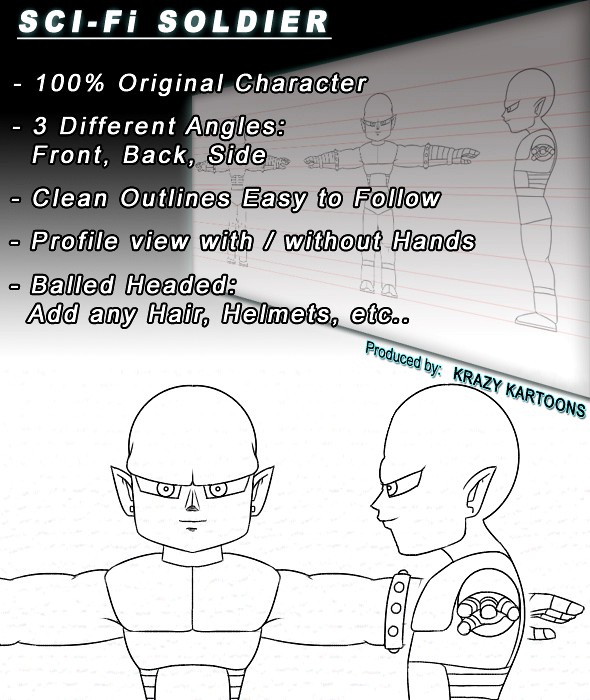 SCI-FI Soldier - Character Sheet 3d model