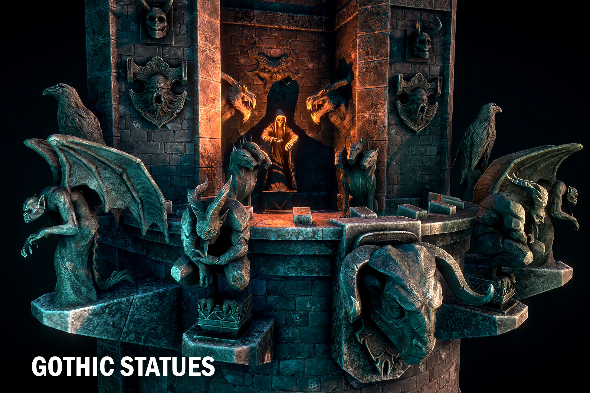 Gothic statues 3d model