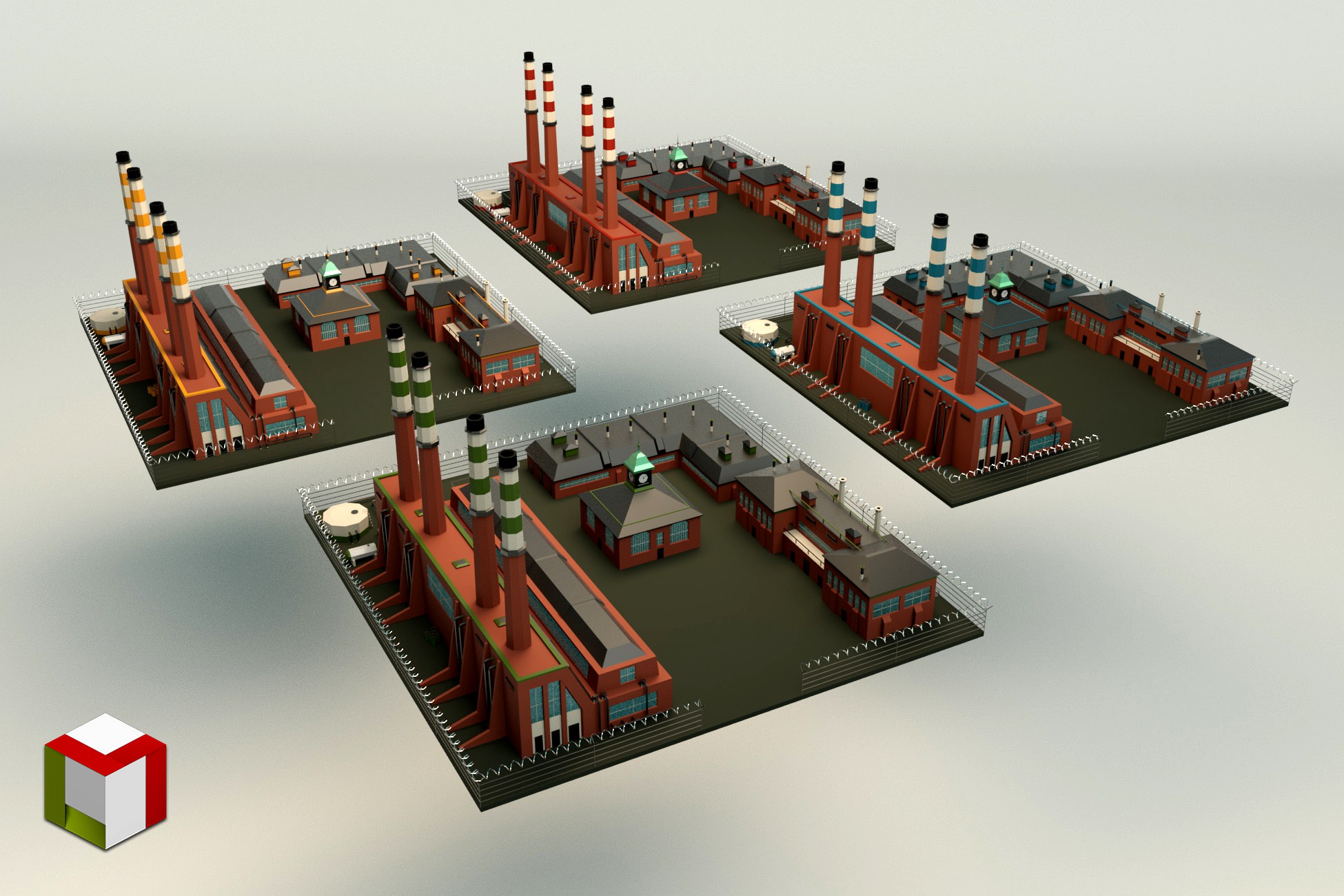 Low Poly Factory Site 3d model