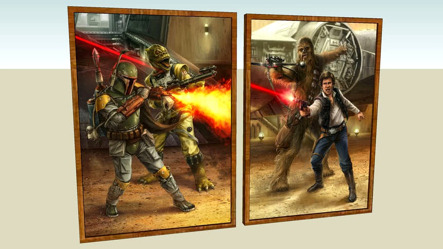 Han Solo Vs. Boba Fett Poster Set 3d model