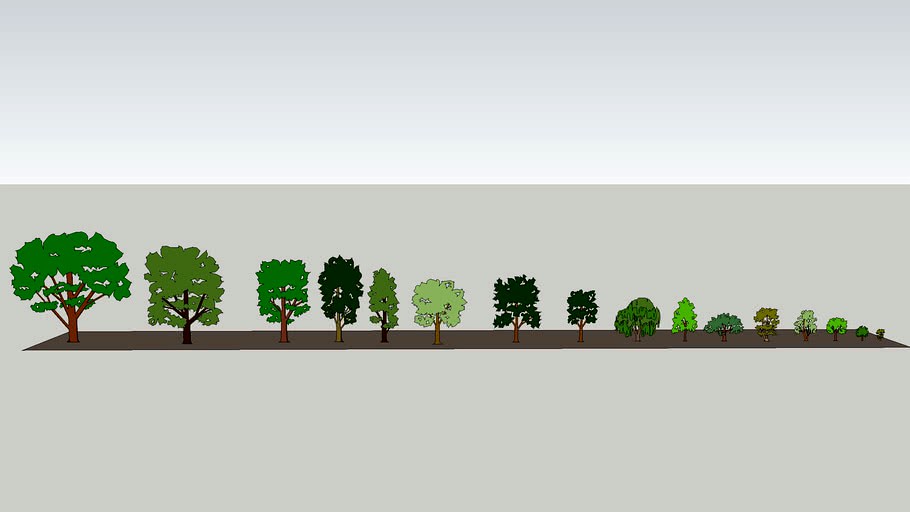 trees 2d collection 3d model